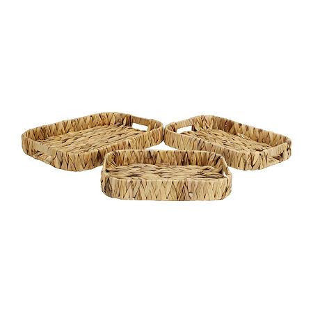 Click here for Water Hyacinth Woven Curved Basket Trays - Set of... prices