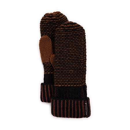 Click here for Muk Luks Womens Textured Mitten Gloves - Dark choc... prices