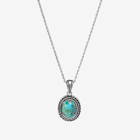 Click here for Womens Enhanced Blue Turquoise Sterling Silver Ova... prices