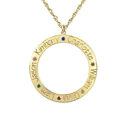 Click here for Personalized Birthstone Family Name Circle Pendant... prices