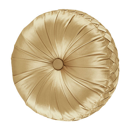 J Queen New York Satinique Tufted Decorative Pillow  15 Round - Gold