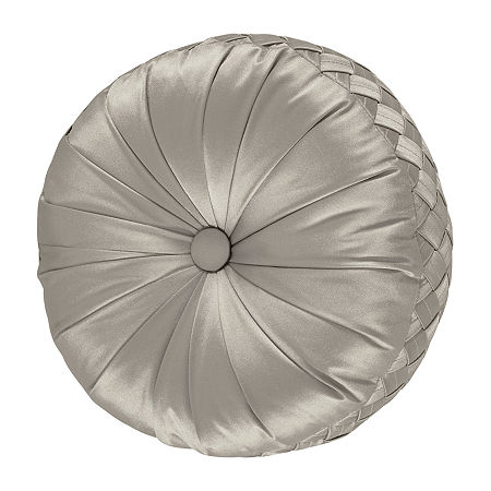 J Queen New York Satinique Tufted Decorative Pillow  15 Round - Silver
