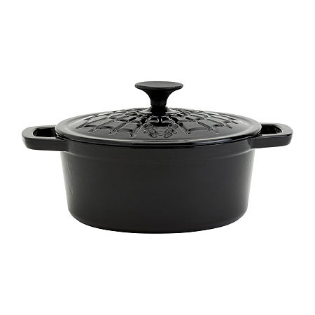 Smith and Clark Iron Works Enameled Cast Iron 3-Qt. Spider Web Dutch Oven - Black