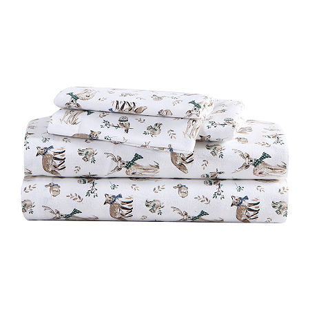 Eddie Bauer Woodland Friends Cotton Flannel Sheet Set