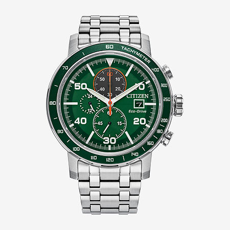 Citizen Eco-Drive Mens Chronograph Weekender Stainless Steel Bracelet Watch 44mm - Silver-tone