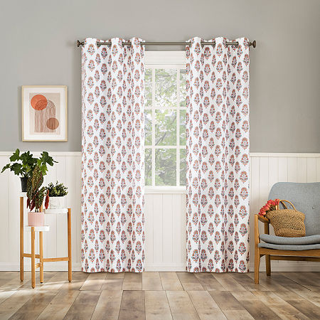 Click here for Avie Global Medallion Semi-Sheer Grommet Curtain P... prices