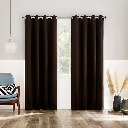 Brandon Magnetic Closure Room Darkening Grommet Curtain Panel Pair - Chocolate brown