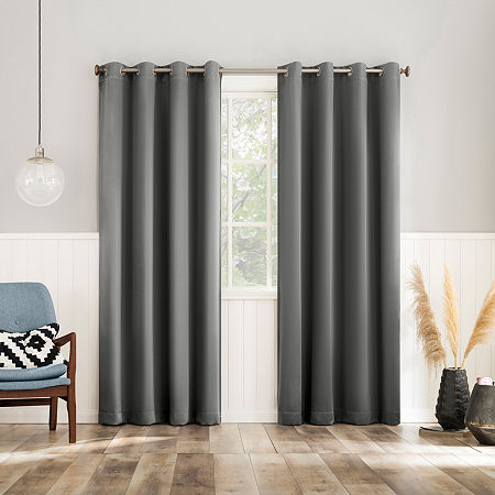 Brandon Magnetic Closure Room Darkening Grommet Curtain Panel Pair - Gray
