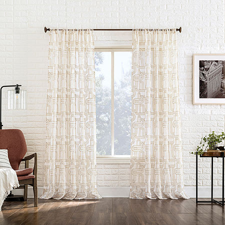 Click here for Kaz Embroidered Retro Like Curves Sheer Rod Pocket... prices