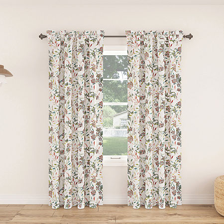 Lily Garden Watercolor Floral Room Darkening Rod Pocket Curtain Panel - Rose pink