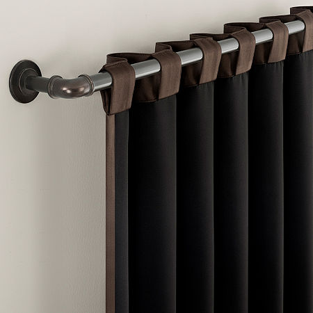 Aria Magnetic Closure Theater Grade 100 Blackout Back Tab Curtain Panel Pair - Chocolate brown