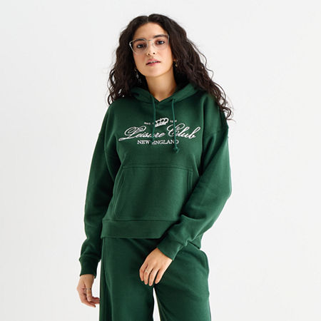 Arizona Womens Long Sleeve Fleece Active Hoodie  Small  Green