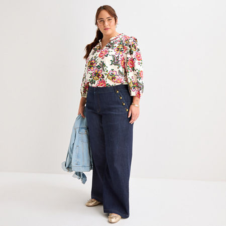 Click here for St. Johns Bay Womens Plus High Rise Wide Leg Jean... prices