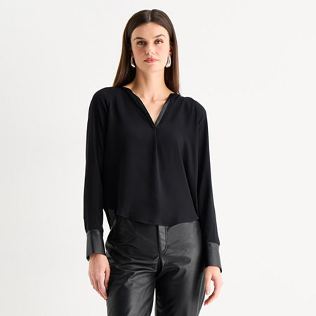Click here for Worthington Womens Split Crew Neck Long Sleeve Blo... prices