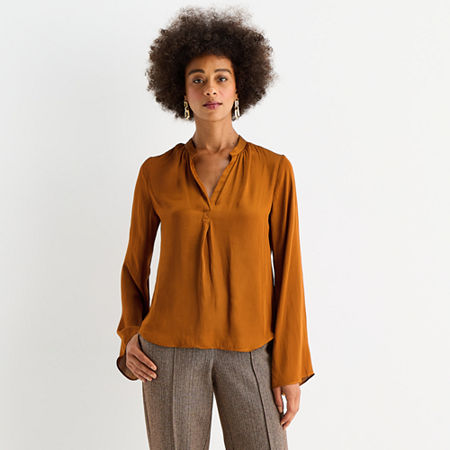 Click here for Worthington Womens V Neck Long Sleeve Satin Blouse... prices