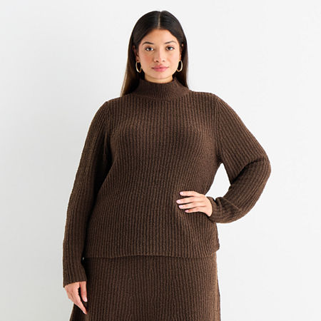 Click here for Worthington Plus Womens Mock Neck Long Sleeve Pull... prices