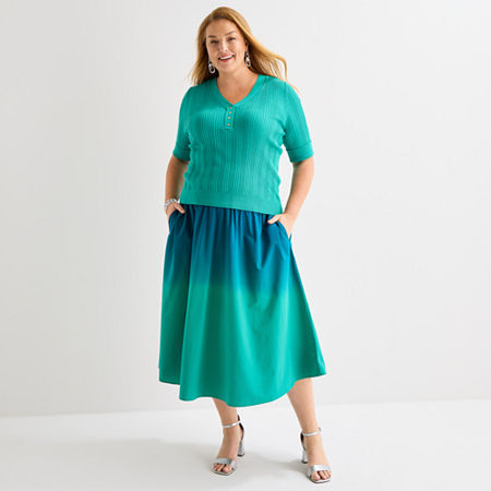 Click here for Liz Claiborne Womens Mid Rise Midi Plus A-Line Ski... prices
