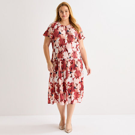 Click here for Liz Claiborne Womens Plus Short Sleeve Midi Floral... prices