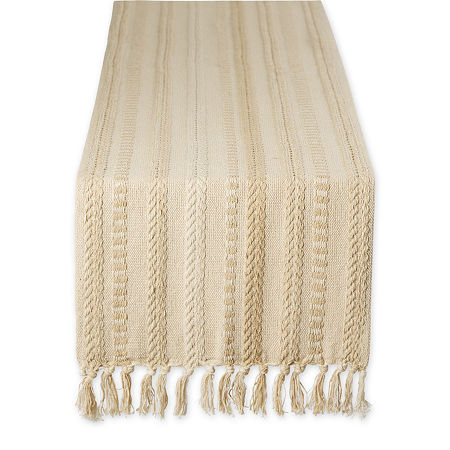 Design Imports Braided Stripe Table Runner  15x108 Inches - Linen