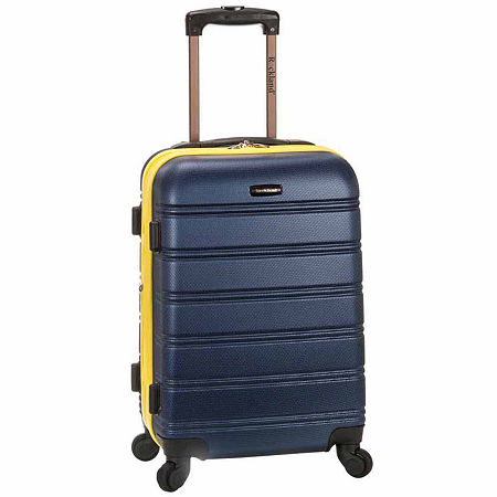 Rockland Melbourne 20 Hardside Carry-On Spinner - Navy with Yellow Trim