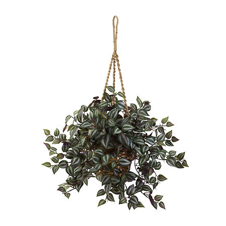 Nearly Natural Wandering Jew Artificial Plant Hanging Basket - Green