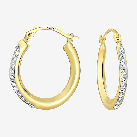 Click here for Womens White Crystal 10K Gold 18mm Round Hoop Earr... prices