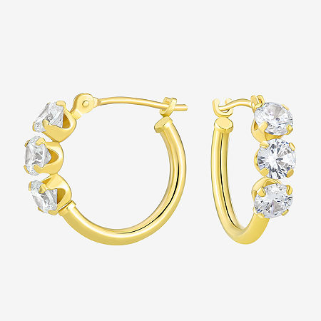 Click here for Womens Cubic Zirconia 10K Gold 14mm Round Hoop Ear... prices