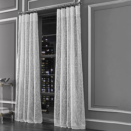 J Queen New York Luxembourg Sheer Window Panel  50 x 95 - Silver-Tone
