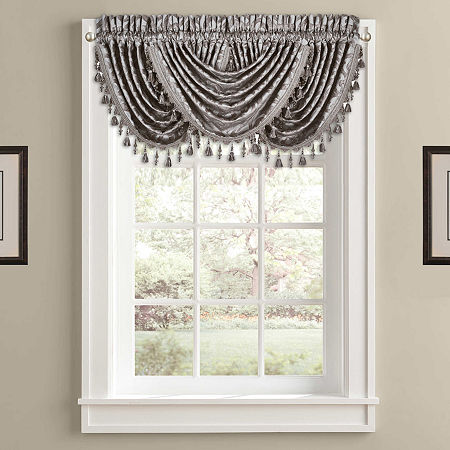 J Queen New York Sicily Waterfall Window Valance  33 x 49 - Pearl