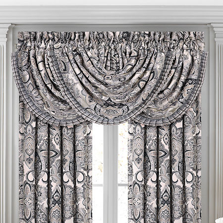 J Queen New York Guiliana Waterfall Window Valance  33 x 49 - Silver