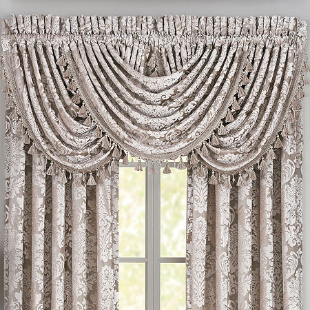 J Queen New York Bel Air Chenille Waterfall Window Valance  33 x 49 - Sand
