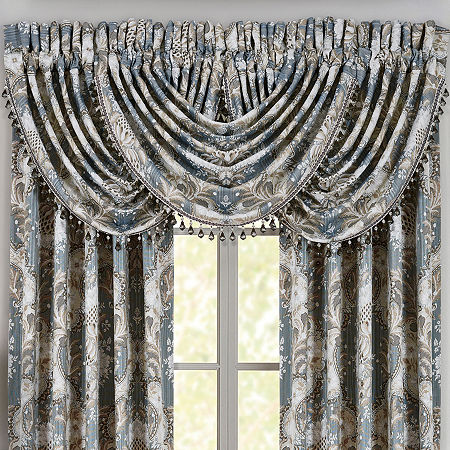 J Queen New York Crystal Palace Waterfall Window Valance - French Blue