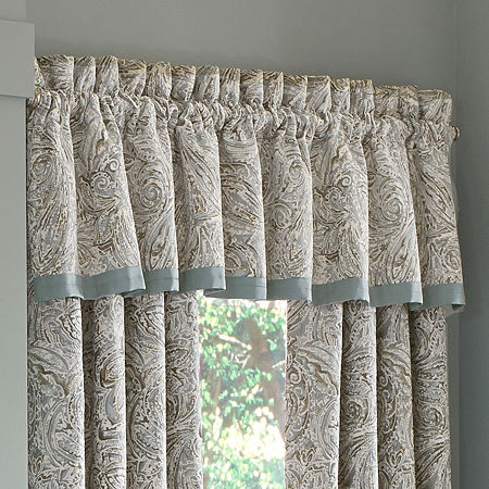 J Queen New York Giovani Paisley Jacquard Window Valance  88.00 x 15.25 - Spa