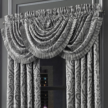 J Queen New York Luxembourg Waterfall Window Valance - Silver