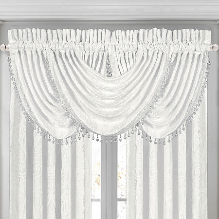 J Queen New York Bianco Waterfall Window Valance  33 x 49 - White