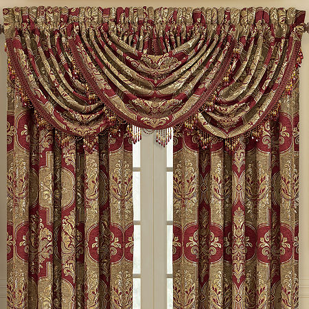 J Queen New York Maribella Waterfall Window Valance - Crimson