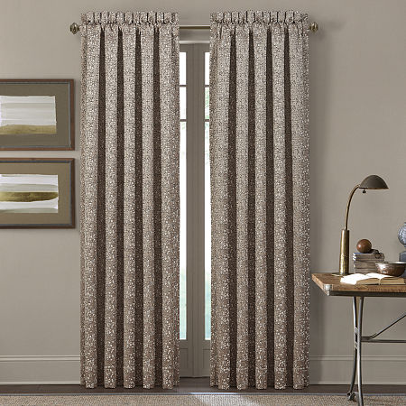 J Queen New York Cracked Ice Window Panel Pair  50 x 84 - Taupe