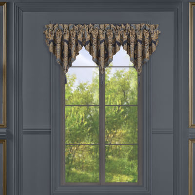 Five Queens Court Bristol Rod Pocket Ascot Valance, Color: Indigo ...