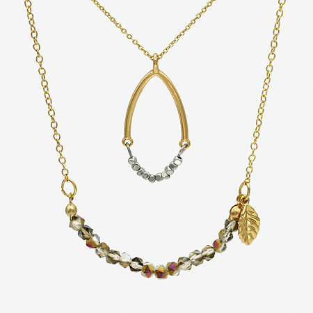 Click here for Gold Reflections Womens Brown Crystal 2-pc. Neckla... prices