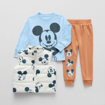 Toddler Boys 3-pc. Fleece Mickey Mouse Pant Set, Color: Blue Brown ...