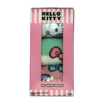 Little & Big Girls 3 Pair Hello Kitty Cozy Low Cut Socks, Color: Pink ...