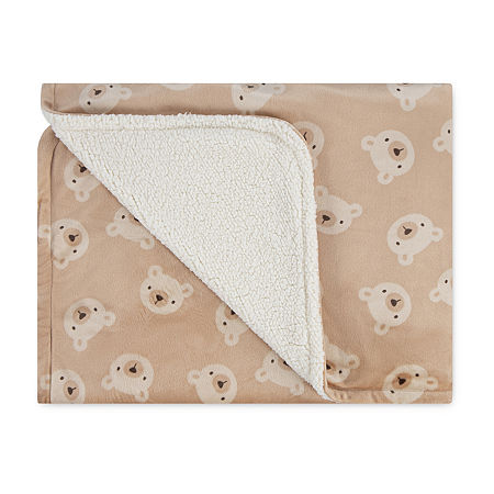 Huggies Baby Boy and Girl Bear Graphic Plush Blanket - Medium Beige