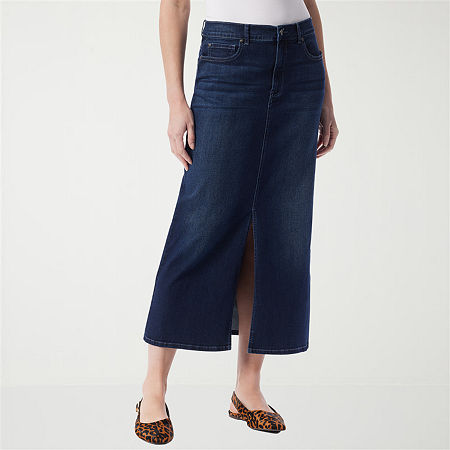 Gloria Vanderbilt Womens High Rise Long Denim Skirt  16  Blue