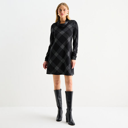 Click here for R & K Originals Womens Long Sleeve Plaid Shift Dre... prices