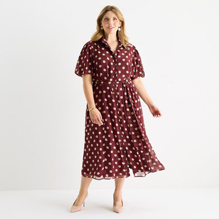 Click here for 52seven Womens Short Sleeve Dots Midi Plus Fit + F... prices