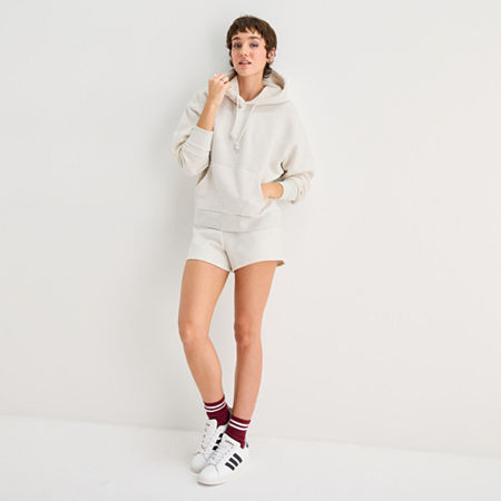 Arizona Womens Long Sleeve Fleece Active Hoodie  Large  Gray