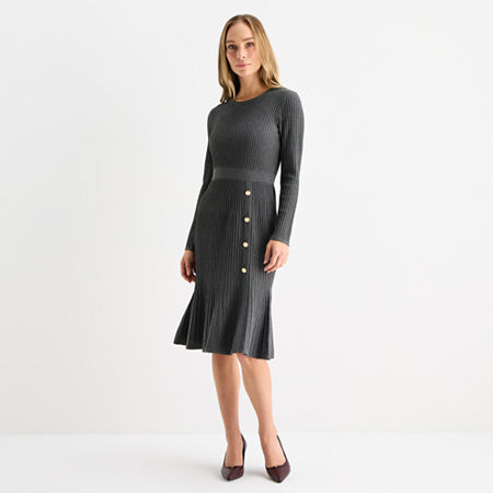 Click here for Liz Claiborne Womens Long Sleeve Midi Sweater Dres... prices