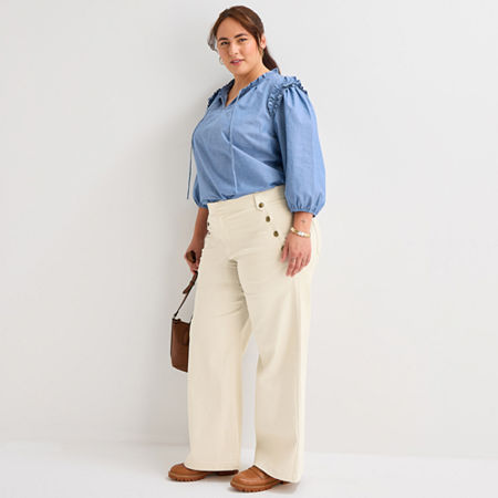 Click here for St. Johns Bay Womens Plus High Rise Wide Leg Jean... prices