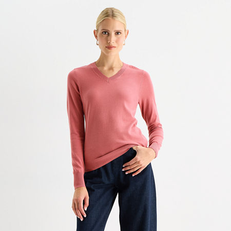 Click here for Worthington Womens V Neck Long Sleeve Pullover Swe... prices