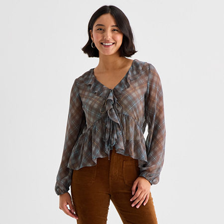 Click here for a.n.a Womens Split Tie Neck Long Sleeve Blouse  Me... prices